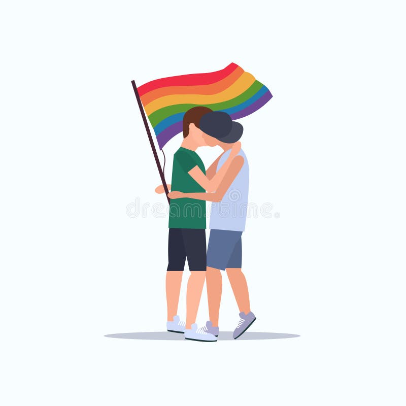 Lgbt Men Kissing Gay Love Couple Male Lovers Passion Stock Vector