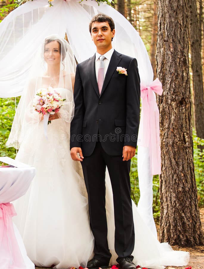 Couple Getting Married at an Outdoor Wedding Stock Image - Image of ...