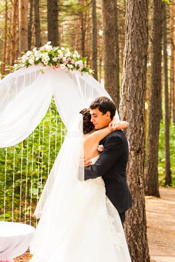 Couple Getting Married at an Outdoor Wedding Stock Image - Image of ...