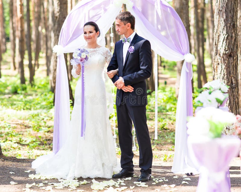 Couple Getting Married at an Outdoor Wedding Ceremony, Stock Image ...