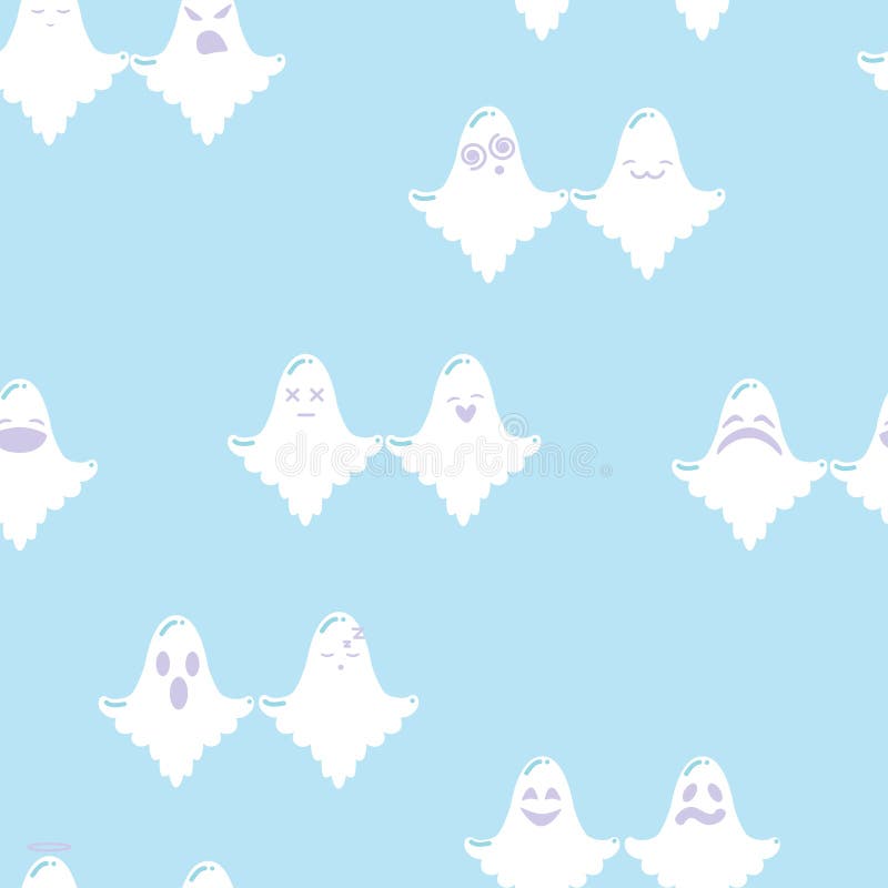 Couple of Ghosts Cartoon Seamless Vector Pattern Stock Vector ...