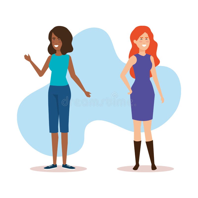 Couple Girls Avatars Characters Stock Vector - Illustration of concept ...