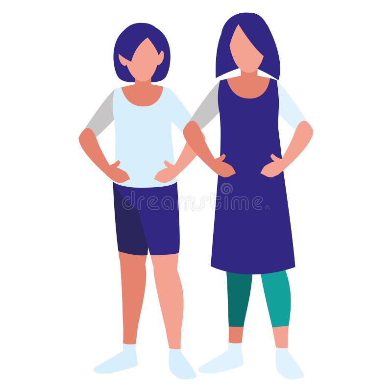 Couple of Girls Avatars Characters Stock Vector - Illustration of cute ...