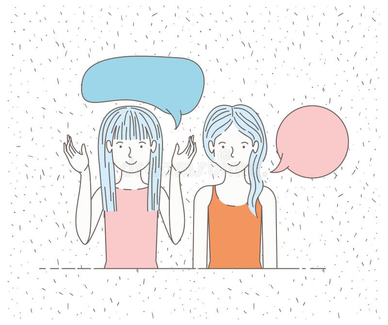 Couple of Girls Talking with Speech Bubbles Stock Vector - Illustration ... Couple of Girls Talking with Speech Bubbles Stock Vector - Illustration ...