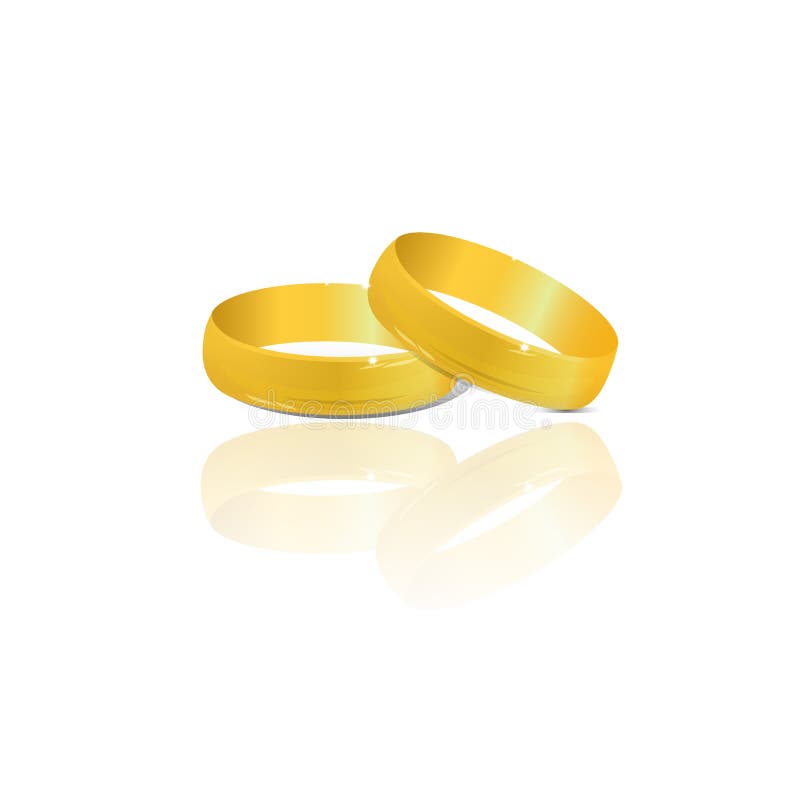 Couple of Gold Wedding Rings on White Background Stock Illustration ...