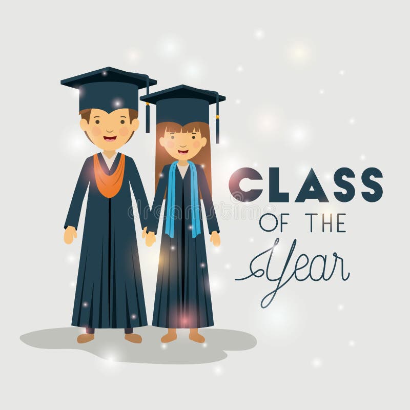 Couple of Graduates Class of the Year Characters Stock Vector ...