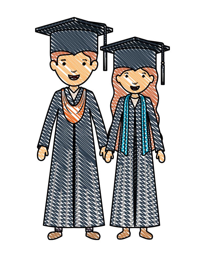 Couple of Graduates Avatar Character Stock Vector - Illustration of ...