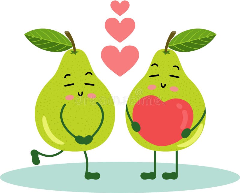 Couple of Green Pears in Love Stock Vector - Illustration of healthy ...