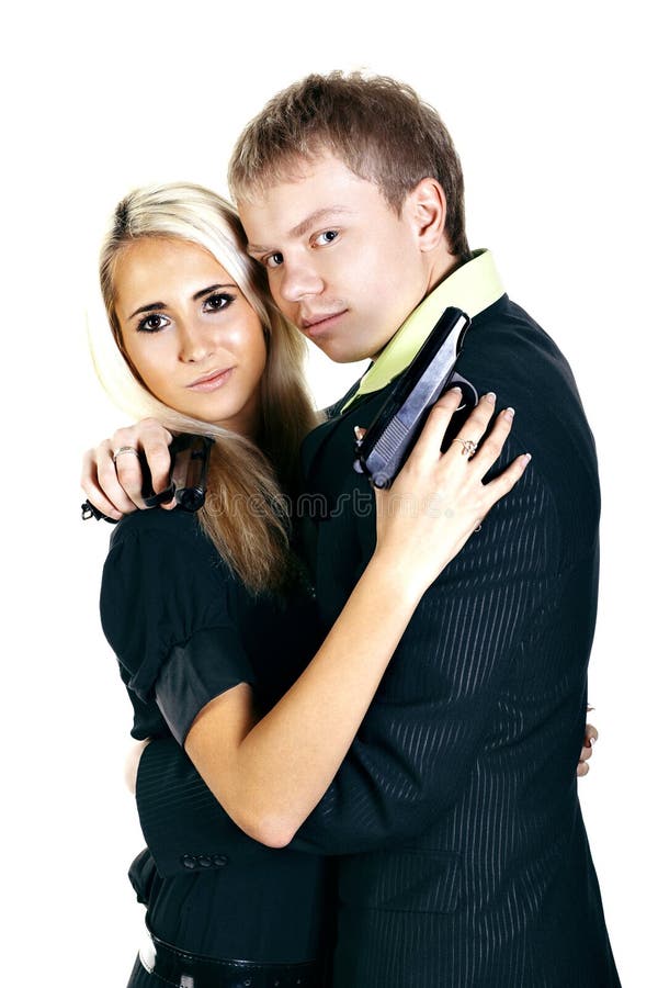 Couple with guns stock photo. Image of teens, eyes, russian - 12368068