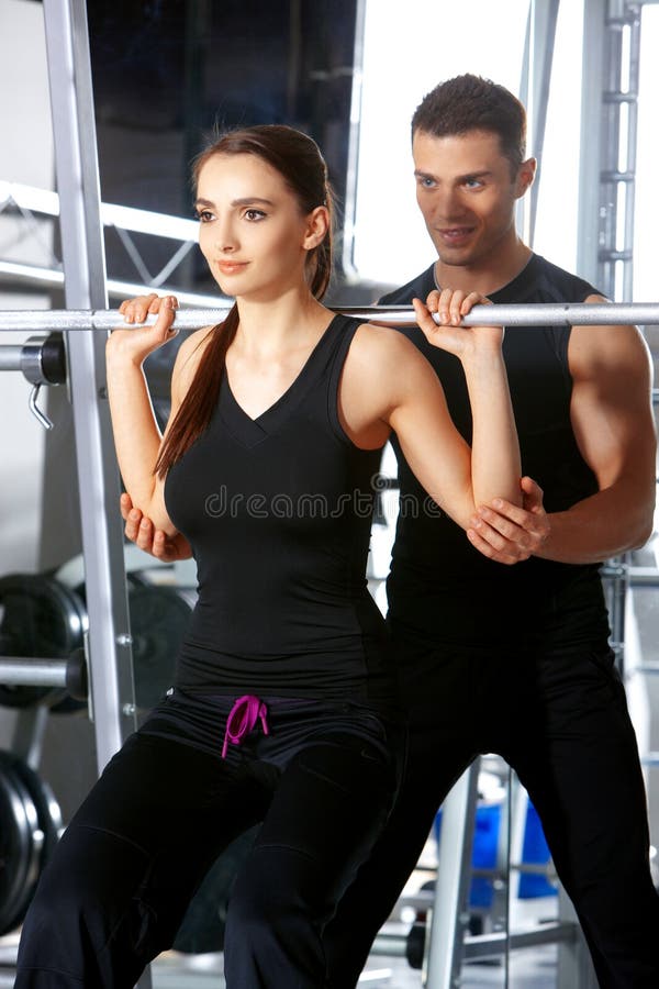 Couple at the gym stock photo. Image of exercise, female - 19183042