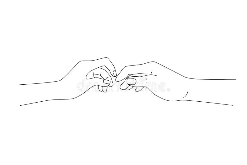 Couple Holding Hands Line Drawing Happy Relationship Concept Stock