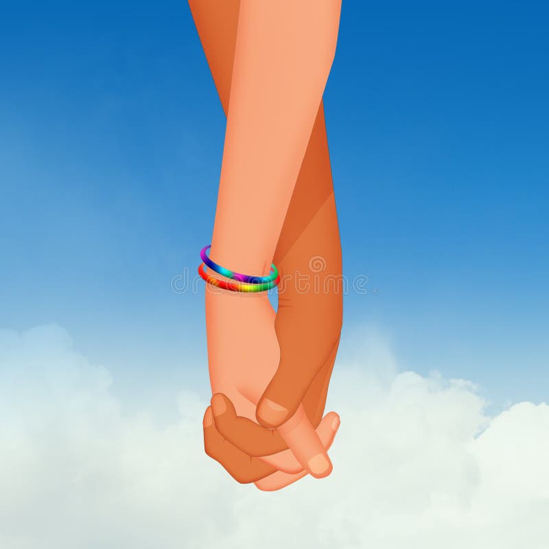 Couple hands to hands stock illustration. Illustration of life - 166554972