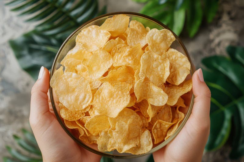 Couple Happily Indulging in Snacks while Seated in Front of a Large ...