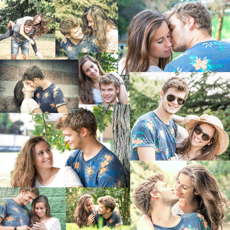 Couple Has Fun in the Park Collage Stock Photo - Image of conceptual ...