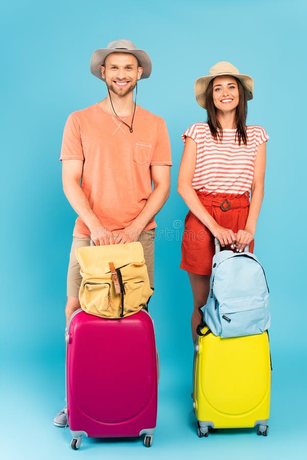 Couple with Luggage Standing by Car Stock Image - Image of affectionate ...