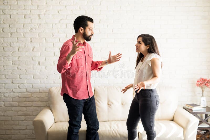 Couple Having Argument at Home Stock Image - Image of room, family ...