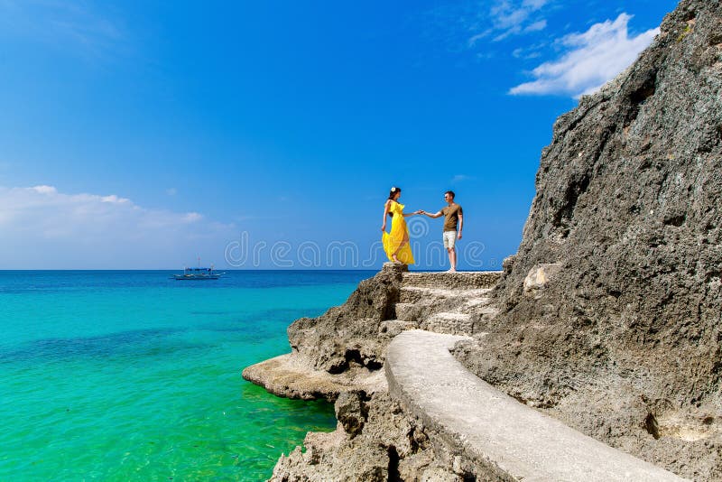 Couple Having Fun on Tropical Beach. Summer Vacation Concept. Stock ...