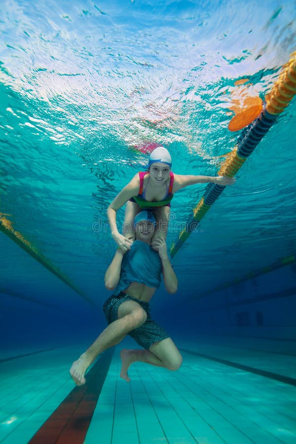 Girl Hug Boyfriend Underwater Stock Image - Image of casual, beautiful ...