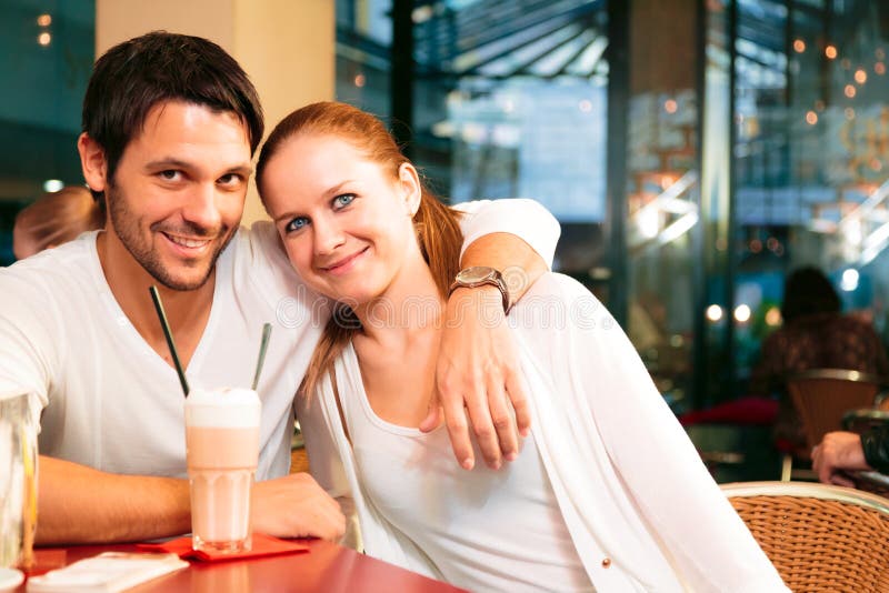 Couple Having a Good in Cafe Stock Image - Image of female, customer ...