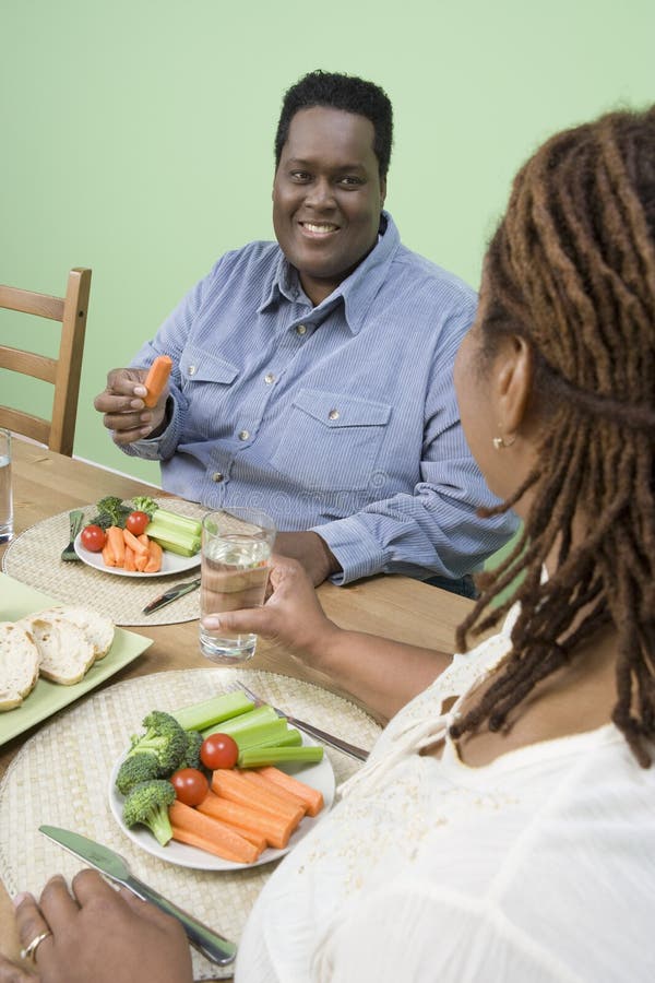 Couple Having Healthy Food Together Stock Image - Image of diet, bread ...