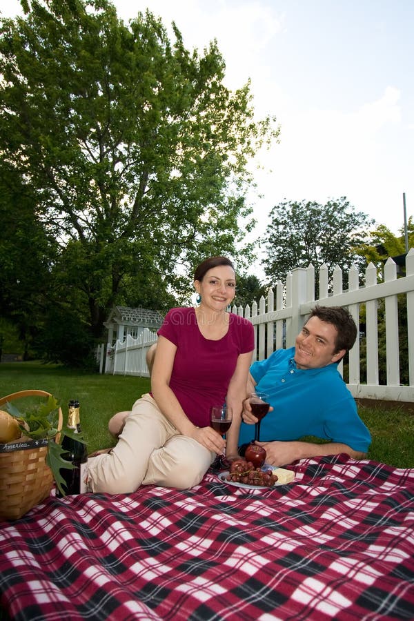 Couple Having Picnic - Vertical Stock Photo - Image of bond, smile: 5698834