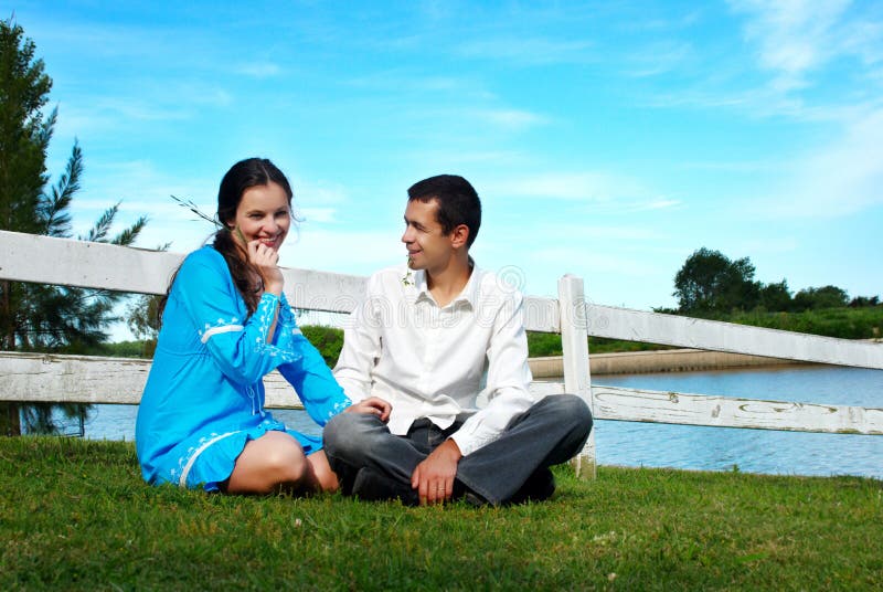 Couple Having a Rest on the Nature Stock Image - Image of beauty ...