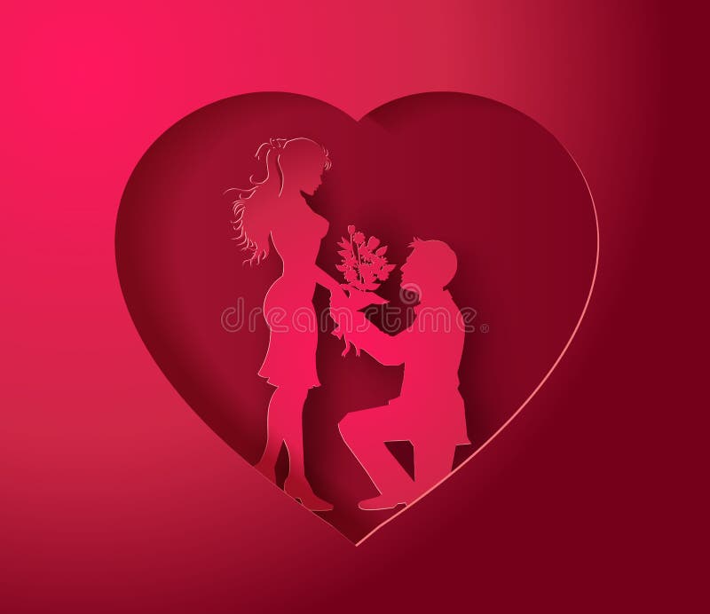 Couple in the heart shape. stock vector. Illustration of greeting ...