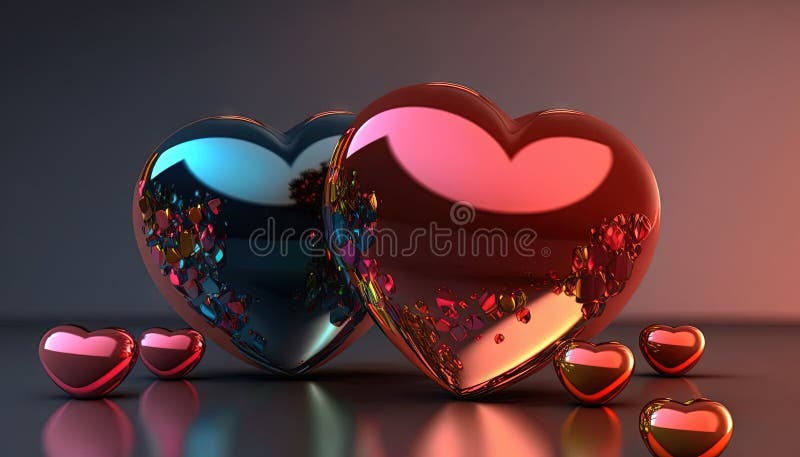 A Couple of Heart Shaped Objects Sitting on Top of a Table Stock ...