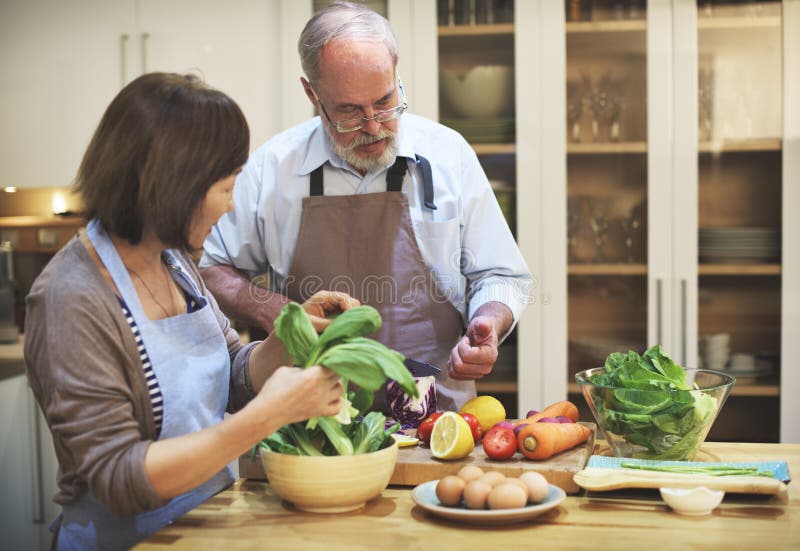 Couple Helping Cooking Preparation Concept Stock Photo - Image of ...
