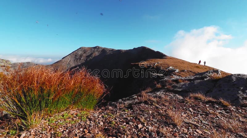 A Couple of Hikers Walking on the Ridge of Mountain Stock Video - Video ...