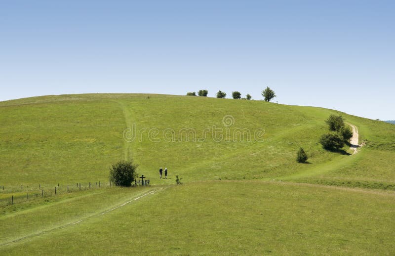 Couple Hiking the Ridgeway Trail Chiltern Hills Uk Stock Image - Image ...