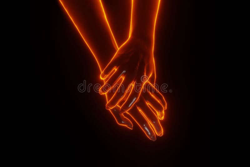Couple Holding Hand with Light Fire Glowing Effect. Concept of Together ...