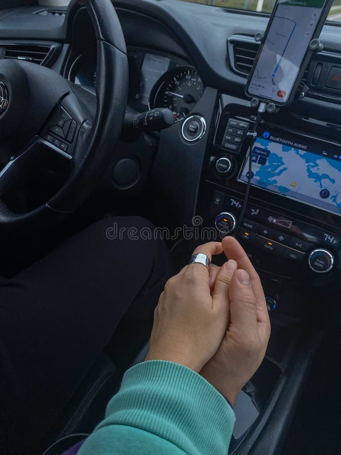 Couple Holding Hands in Car Stock Image - Image of holding, safety ...