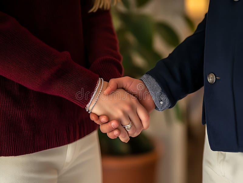 Couple Holding Hands, Showing Connection and Unity Stock Illustration ...