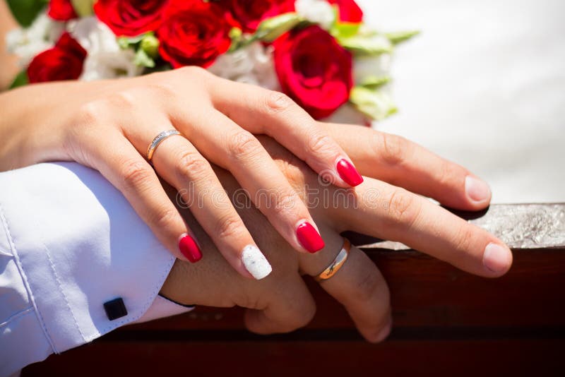 Hands with the Wedding Rings Stock Image - Image of elegant, engaged ...