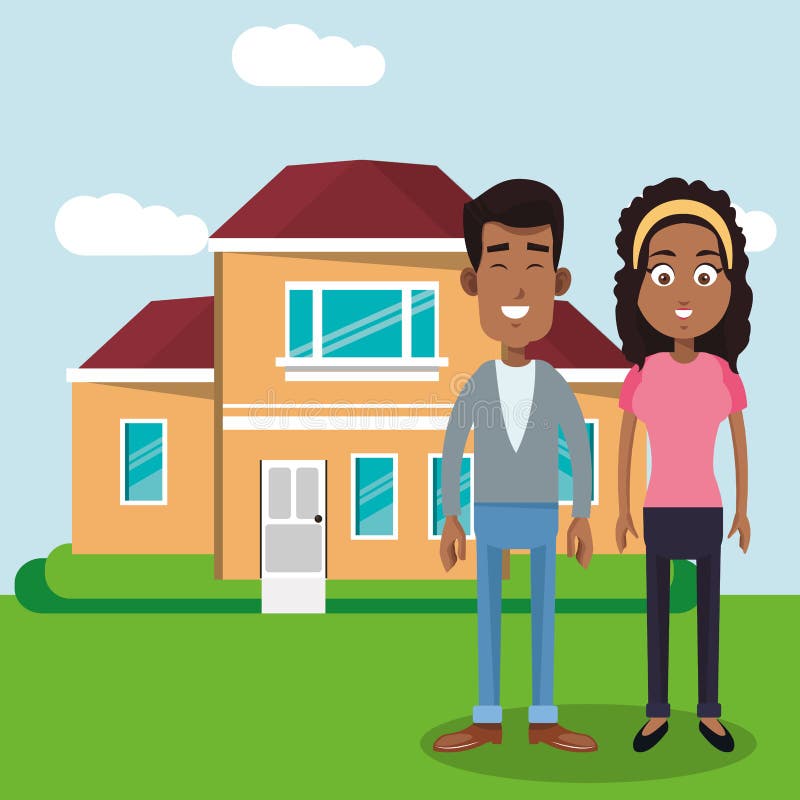 Couple Standing Outside New Home Stock Vector - Illustration of ...