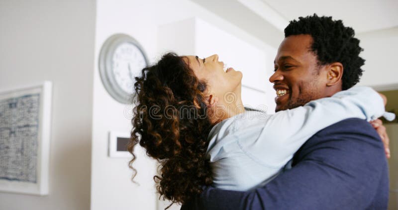 Couple, Hug and Excited for Loyalty in Home, Support and Happiness for ...
