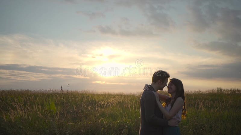 Couple hugging in a field stock video. Video of nature - 86420539