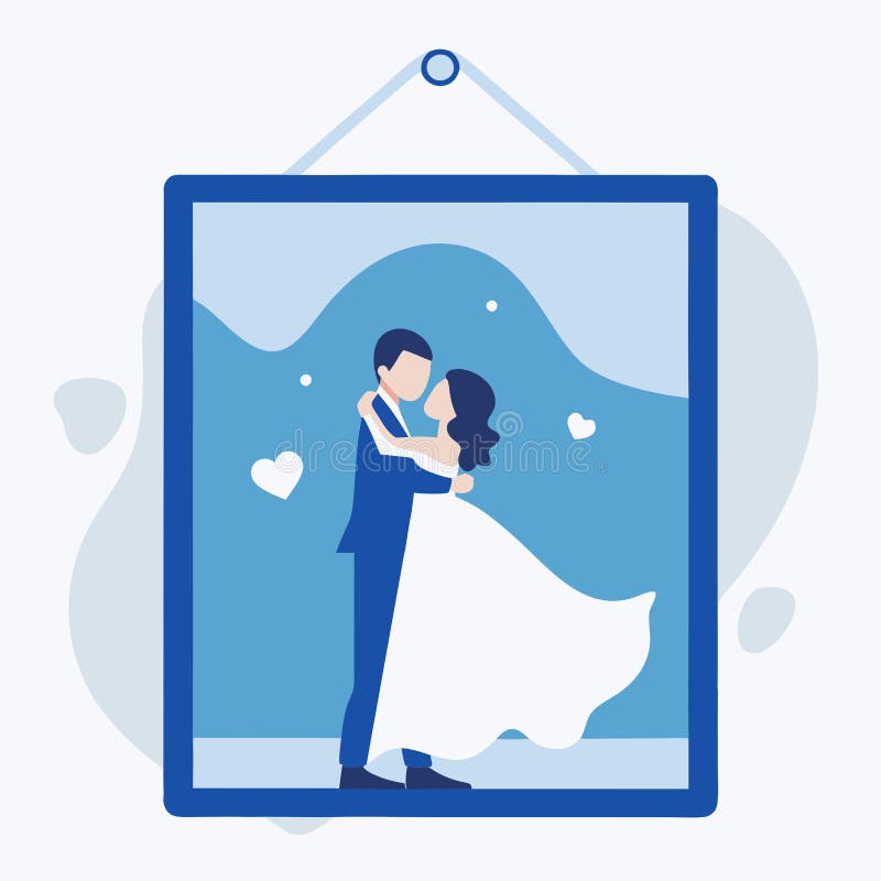 A Couple is Hugging in a Frame with Hearts Stock Photo - Illustration ...
