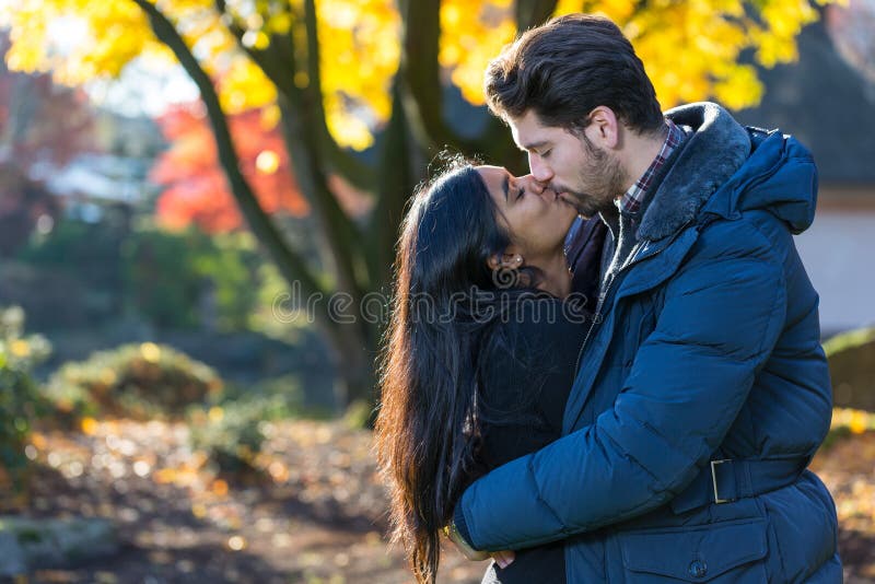 Couple Hugging in Front of Autumn Tree Stock Image - Image of wife ...