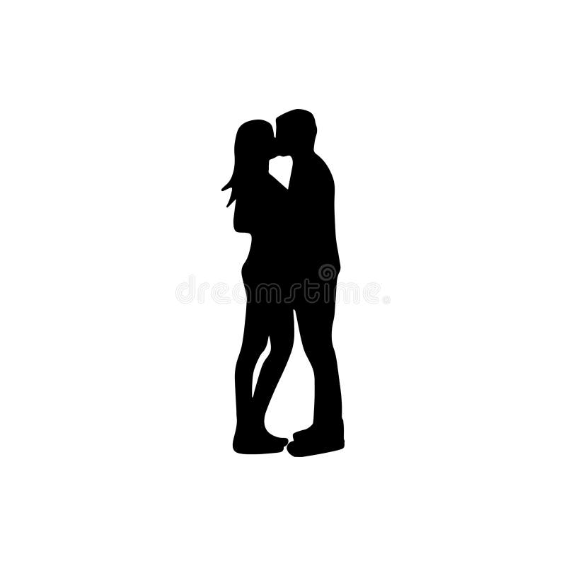 Couple Hugging Kissing Silhouette Illustration Stock Illustration