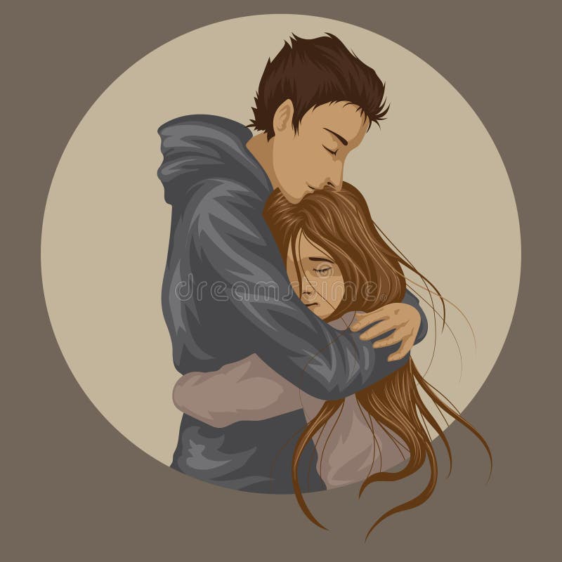 Couple Hugging. Vector Illustration Decorative Design Stock Vector ...