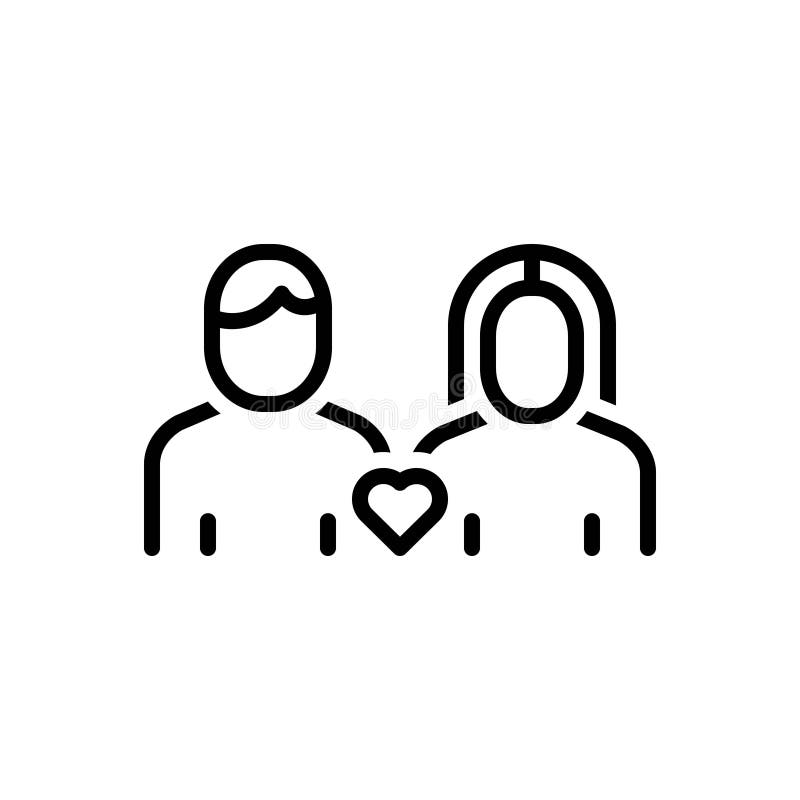 Black Line Icon for Couple, Duet and Relationship Stock Illustration ...