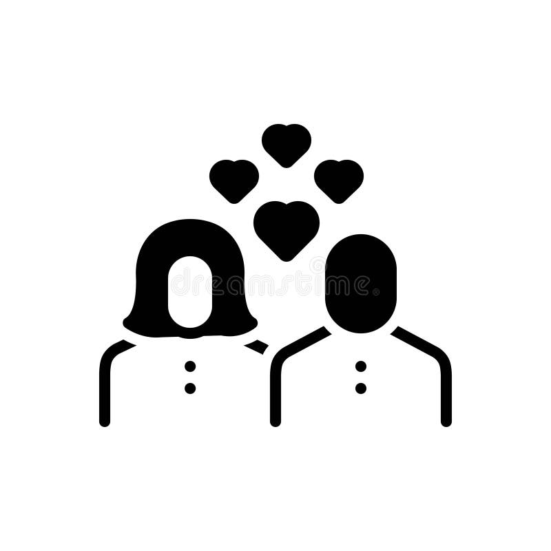 Black Solid Icon for Couple, Duet and Wife Stock Illustration ...