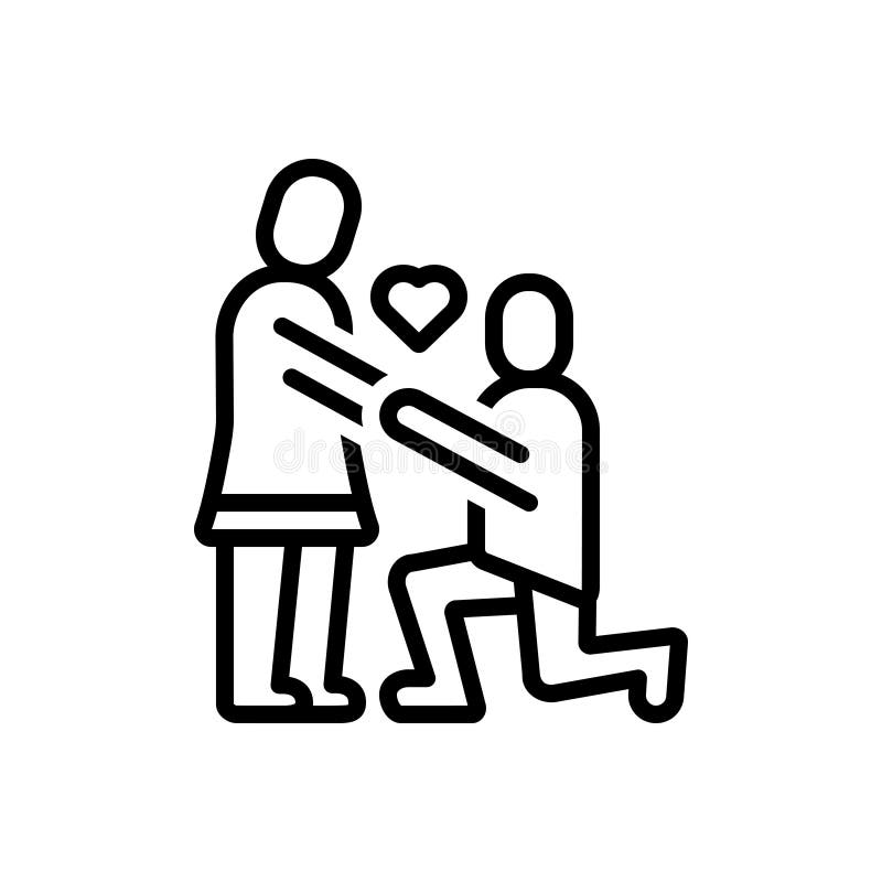Black Line Icon for Couple, Valentines and Propose Stock Vector ...