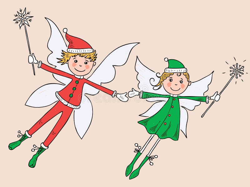 Flying elves stock vector. Illustration of happy, wings - 44157934