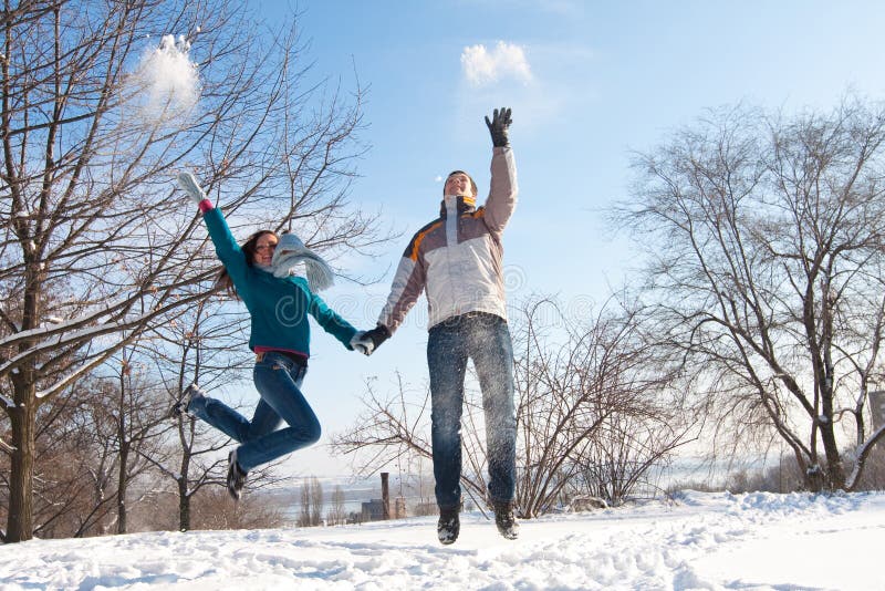 Couple jump stock image. Image of cleen, enjoy, casual - 12889337