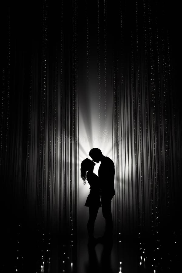 A Couple Kissing in the Dark with a Light Shining on Them, AI Stock ...