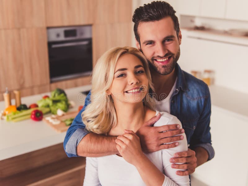 Couple in kitchen stock image. Image of male, anniversary - 89788015