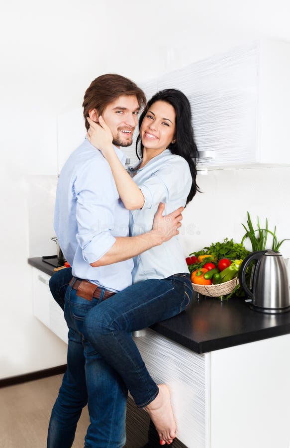 Couple at kitchen stock image. Image of domestic, healthy - 35679659